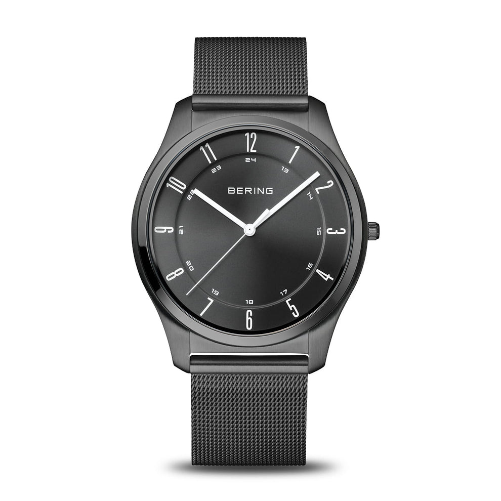 Bering Ultra Slim Black Dial Analog Stainless Steel Men Watch 18340-22 ...