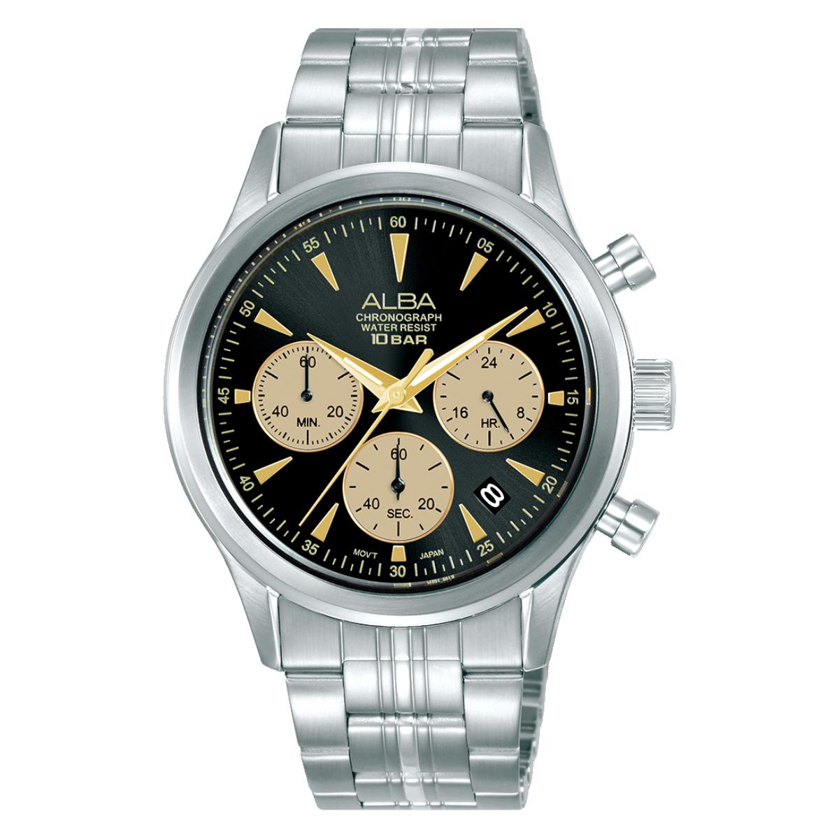 ALBA Prestige Quartz Black Dial Analog Chronograph Men's Watch AT3K47X ...