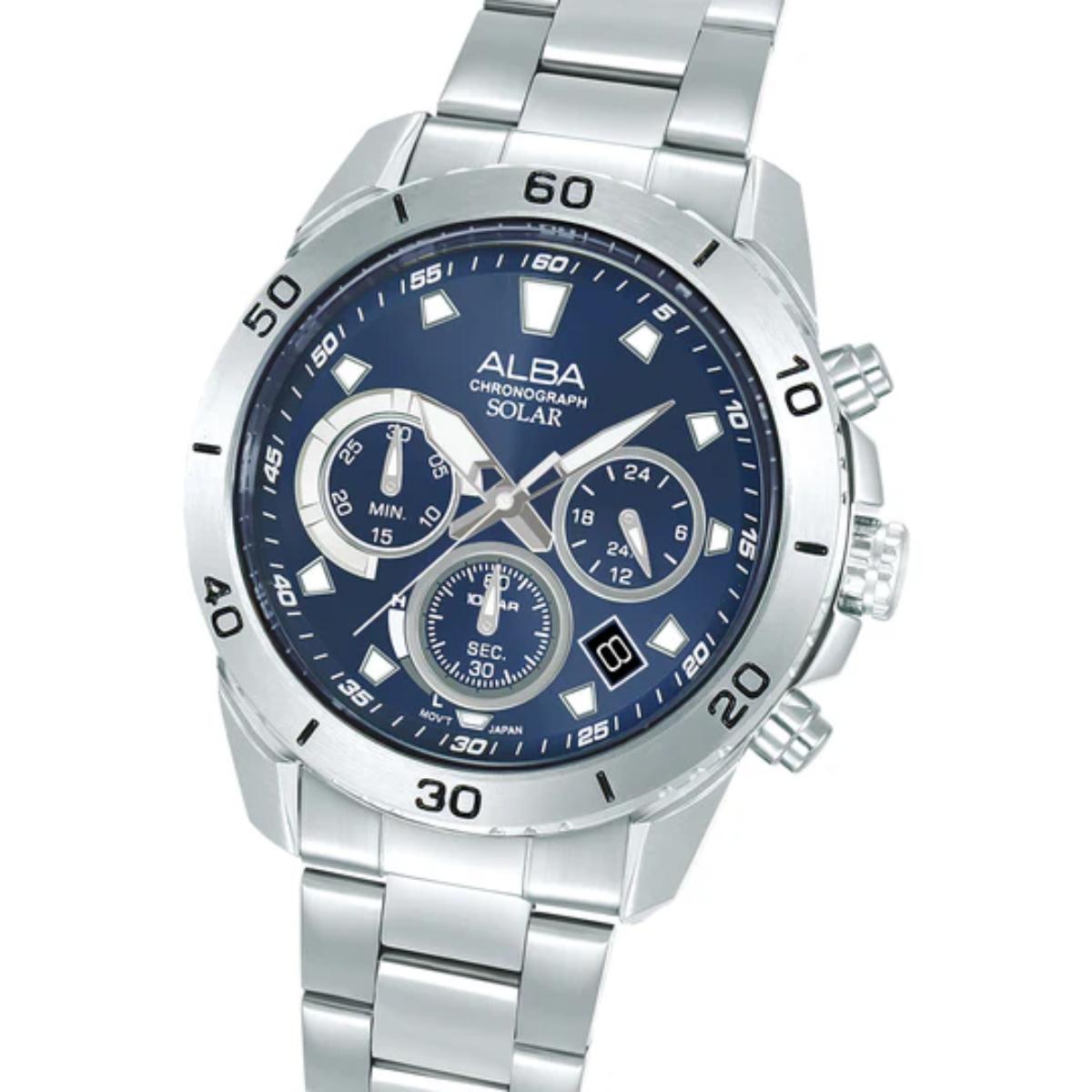 ALBA Quartz Blue Dial Solar Analog Chronograph Men's Watch AZ5013X1 ...