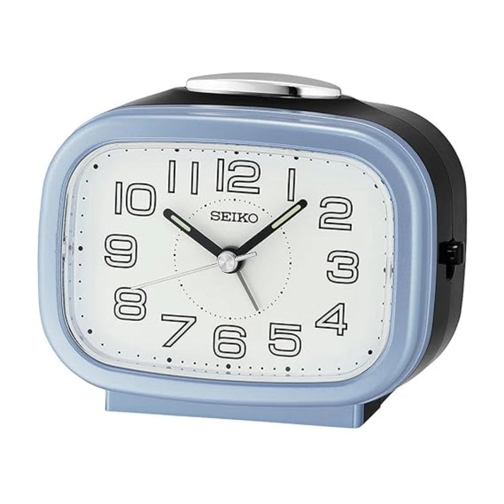 Seiko Table Clock Blue Plastic Classic Bell Alarm Analog Lumibrite - Q ...