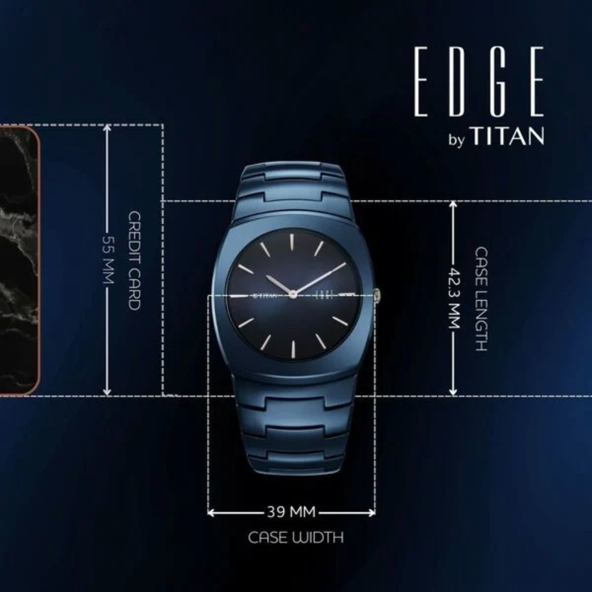 Titan Edge Fumage Quartz Blue Dial Analog Men's Watch 10055QC01 – Sai ...